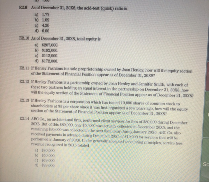 Solved Exercises 2.6 through 2.18 are based on the following | Chegg.com