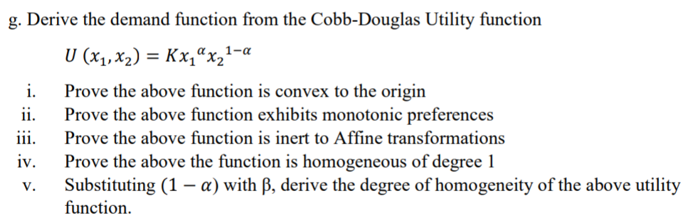 Solved 1-a g. Derive the demand function from the | Chegg.com