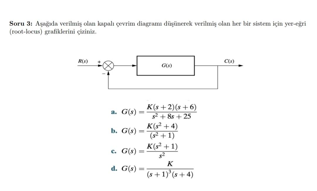 Question 3: Considering the closed loop diagram given | Chegg.com