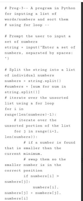 Solved H Prog-3-- A program in Python for inputing a 1 ist | Chegg.com