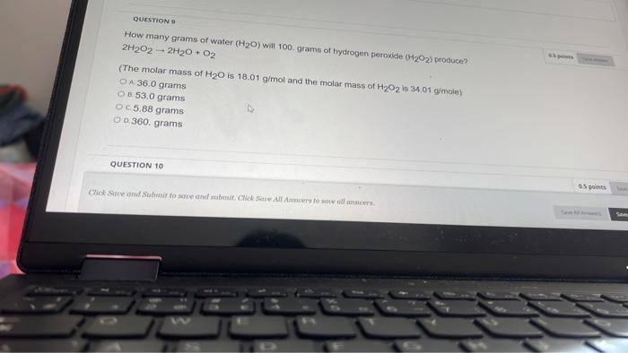 Solved How many grams of water (H2O) will 100 . grams of | Chegg.com
