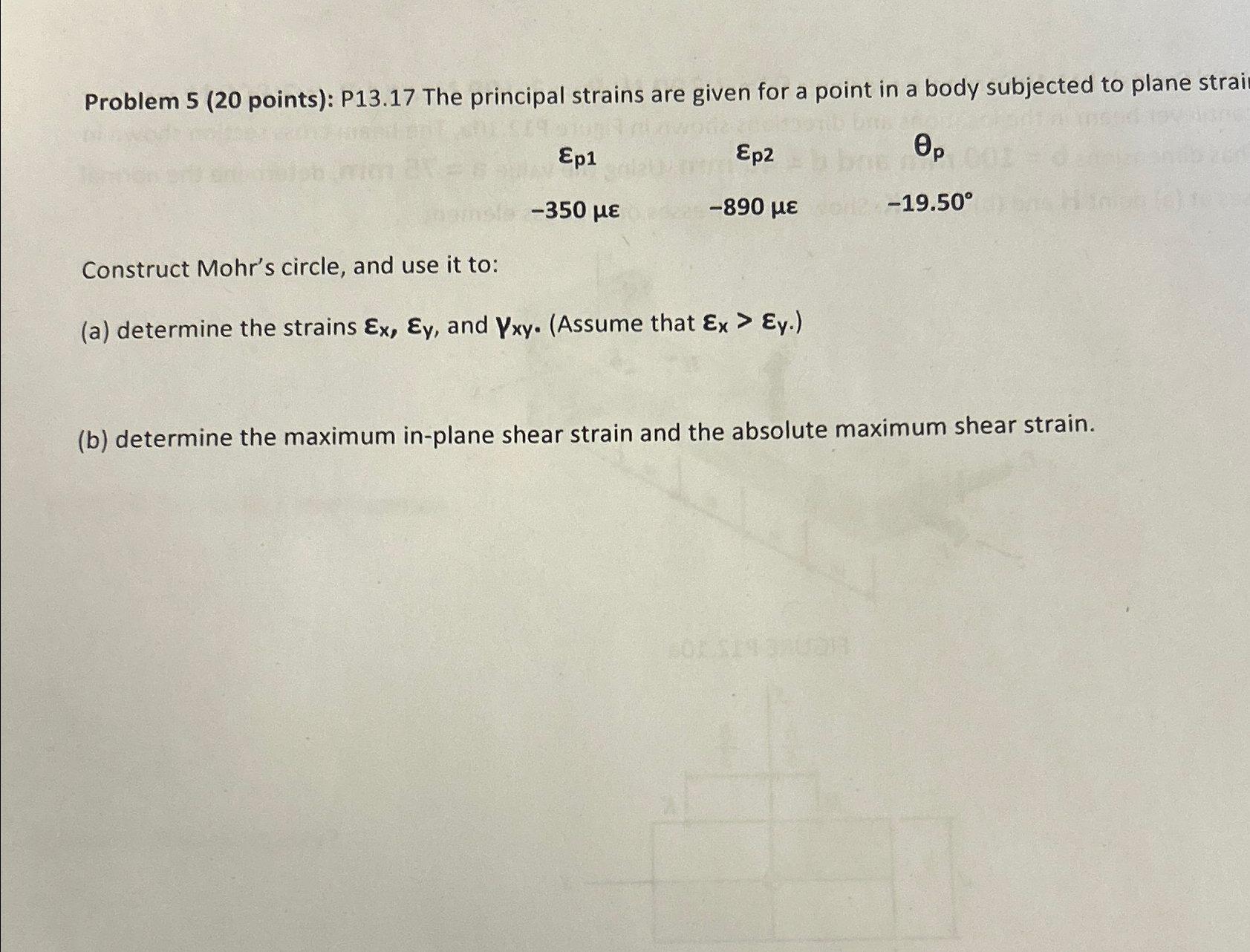 Solved Problem 5 (20 ﻿points): P13.17 ﻿The principal strains | Chegg.com
