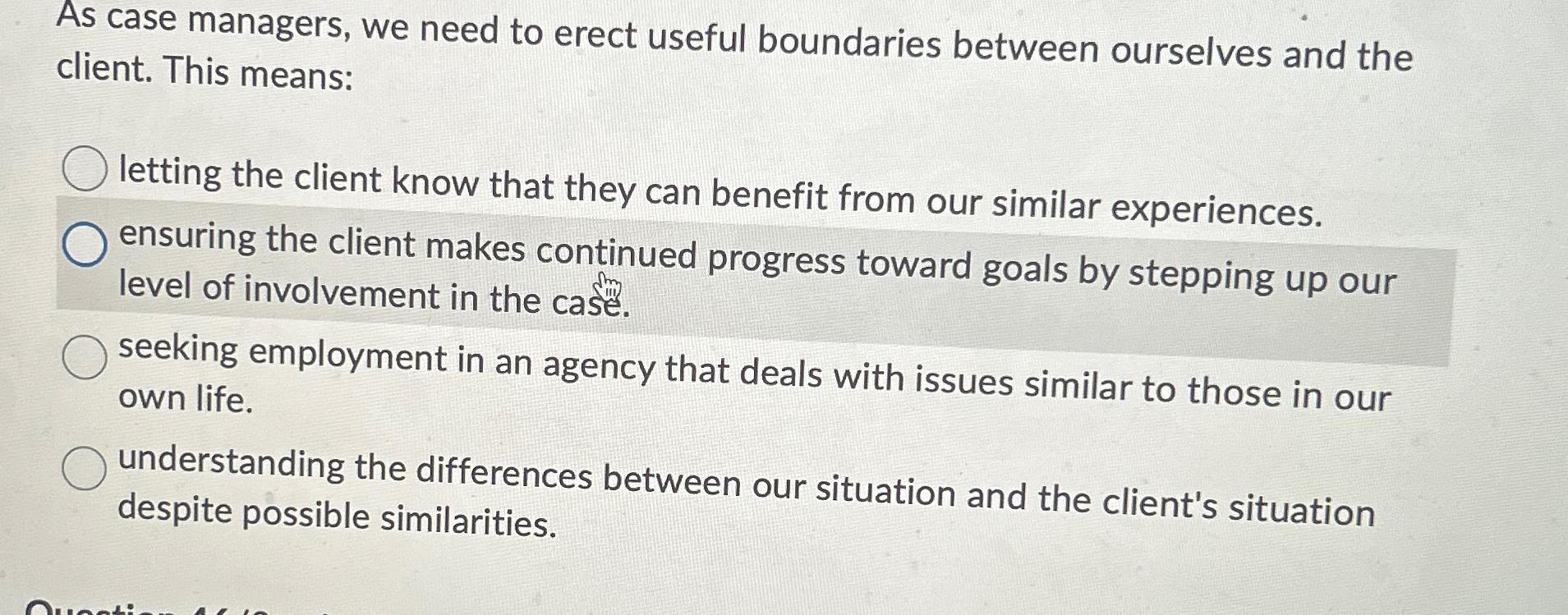 Solved As case managers, we need to erect useful boundaries | Chegg.com