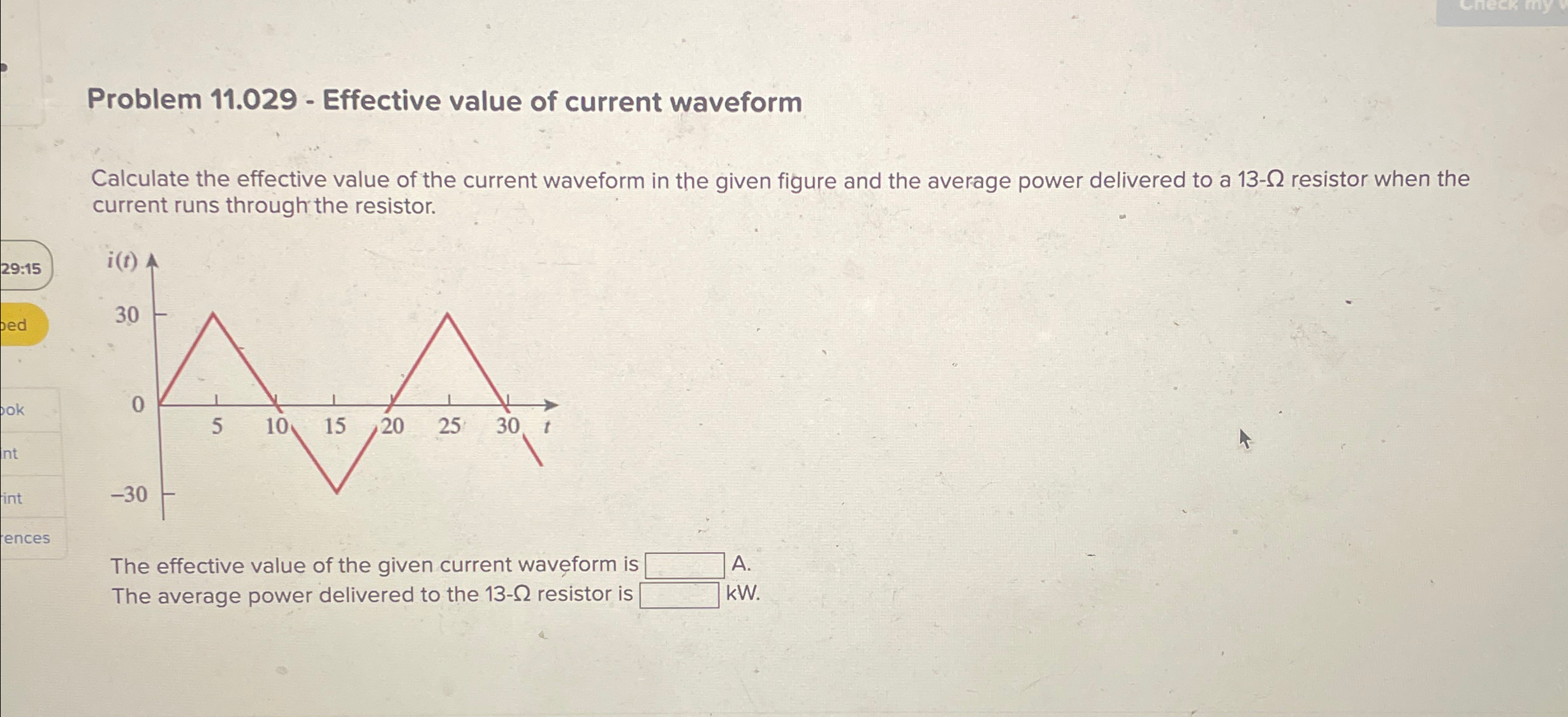 Solved Problem 11.029 - ﻿Effective value of current | Chegg.com