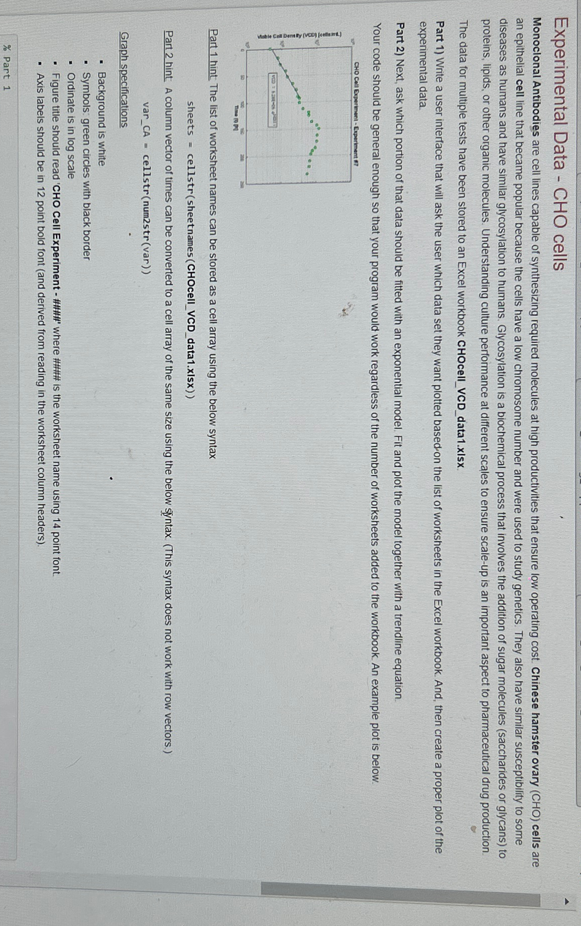Solved Experimental Data - ﻿CHO cellsMonoclonal Antibodies | Chegg.com