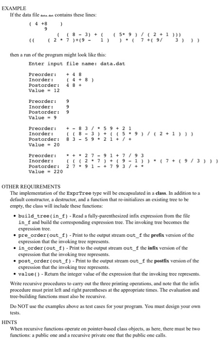 Solved TITLE IMPLEMENTING AND MANIPULATING EXPRESSION TREES | Chegg.com