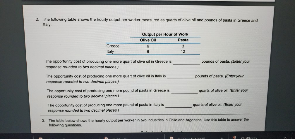 Solved 2. The following table shows the hourly output per | Chegg.com