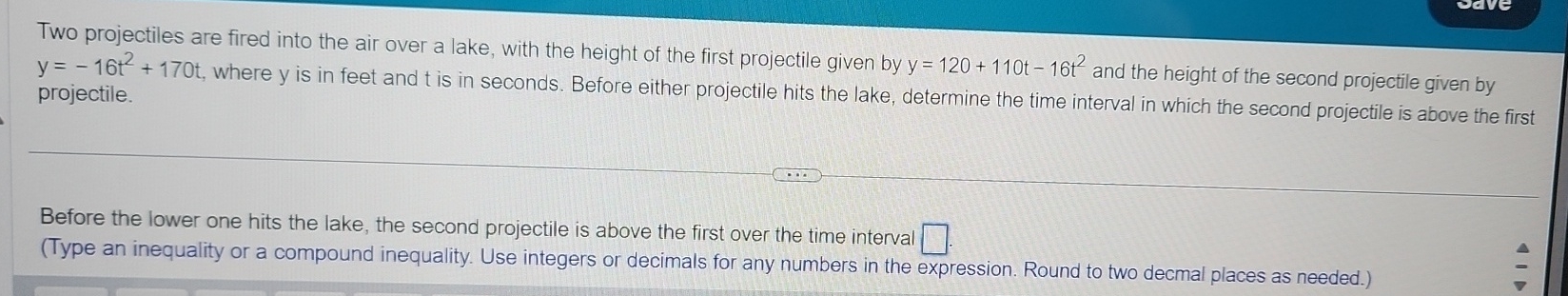 Solved Two projectiles are fired into the air over a lake, | Chegg.com