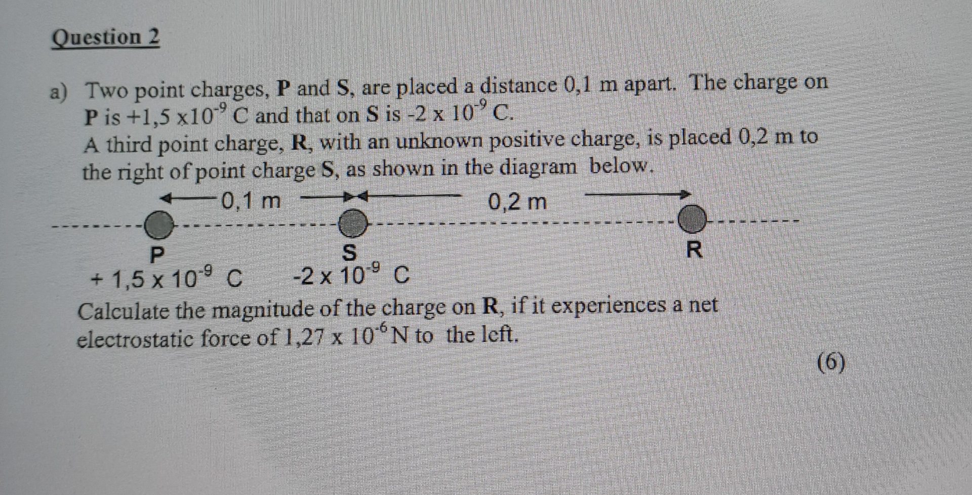 Solved Question 2a) ﻿Two point charges, P ﻿and S, ﻿are | Chegg.com