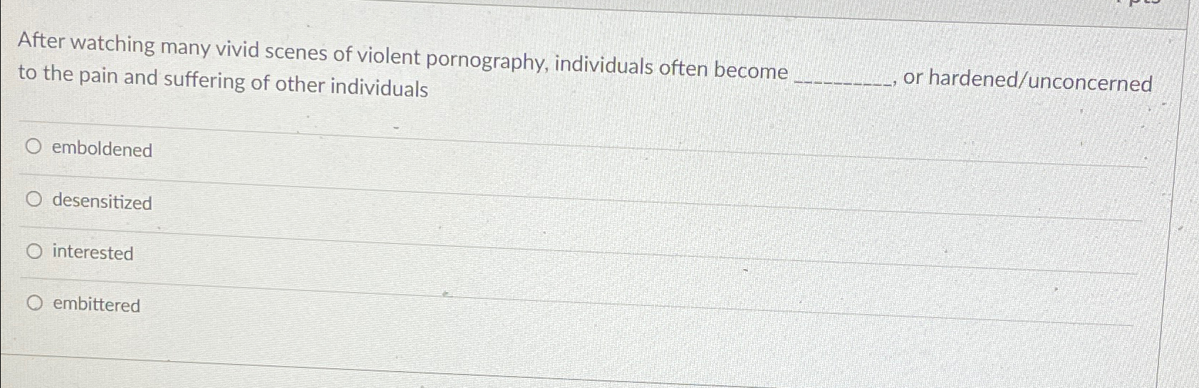 Solved After watching many vivid scenes of violent | Chegg.com