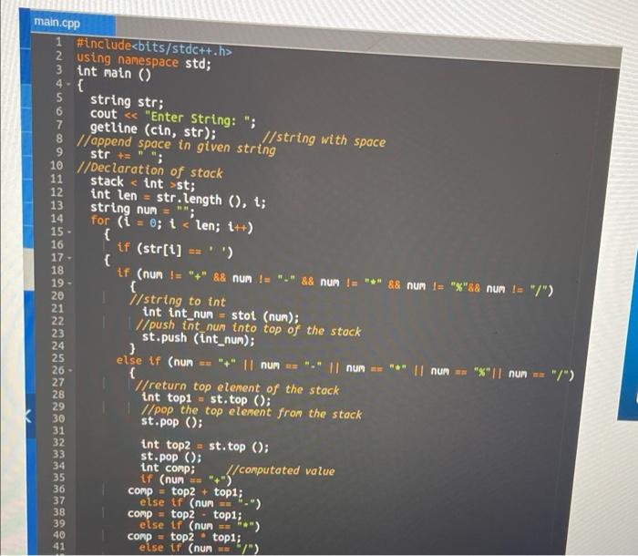 Integer Postfix Calculator Write a program that | Chegg.com