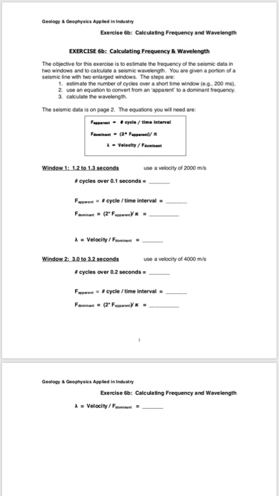 Solved Geology & Geophysics Applied in Industry Exercise 6b: | Chegg.com