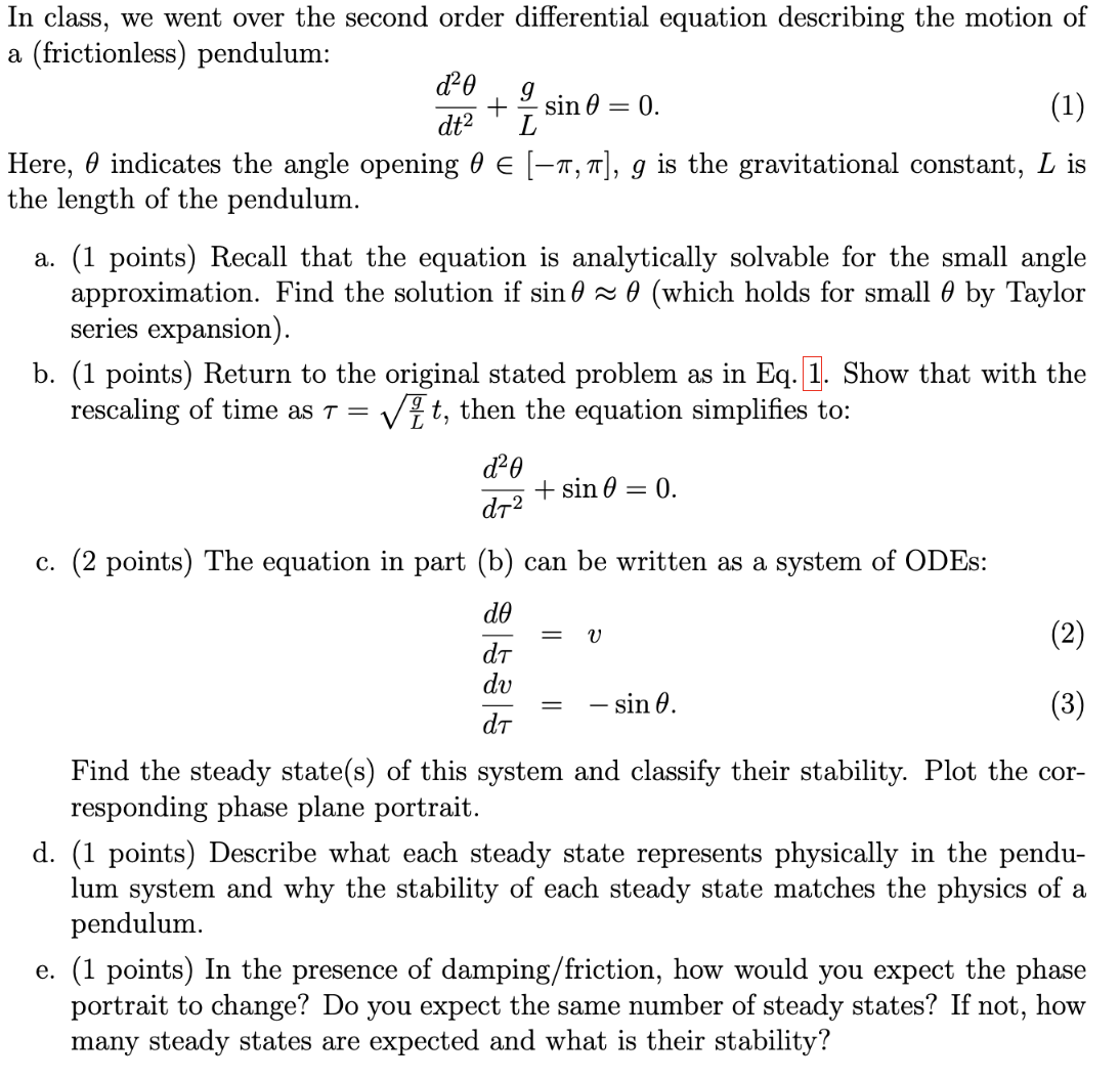 In class, we went over the second order differential | Chegg.com