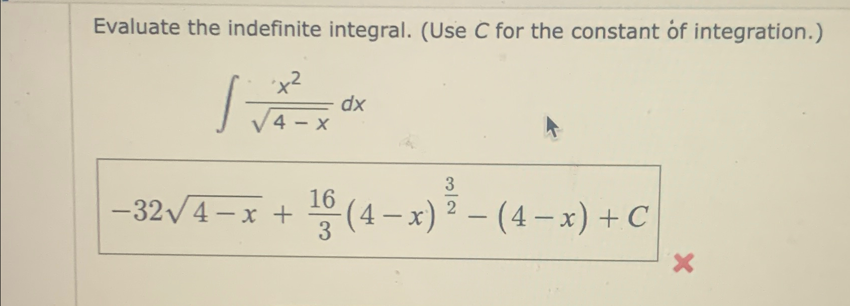 Solved Evaluate the indefinite integral. (Use C ﻿for the | Chegg.com