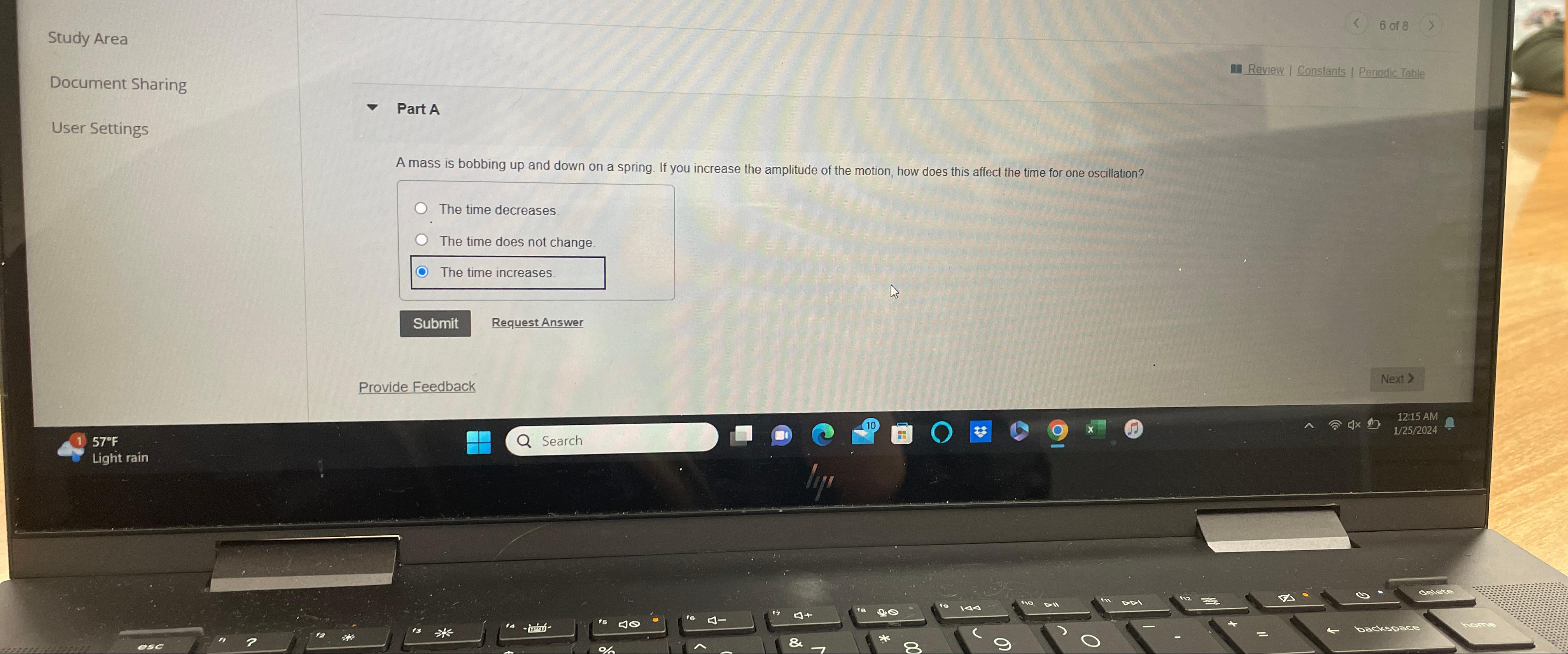 Solved Study Area\\nDocument Sharing\\nUser Settings\\nPart | Chegg.com