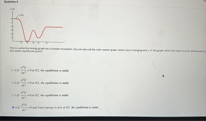 Solved Question 9 This is a potential energy graph as a | Chegg.com