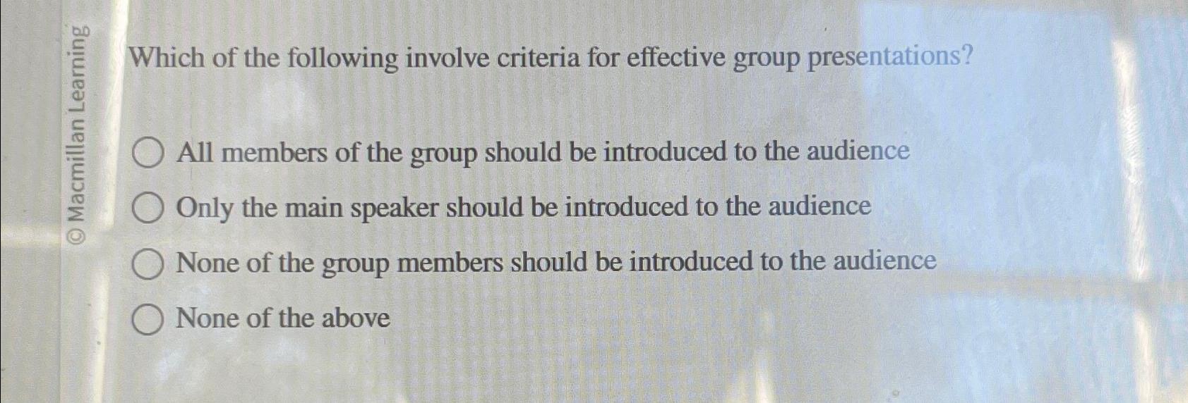 Solved Which of the following involve criteria for effective | Chegg.com