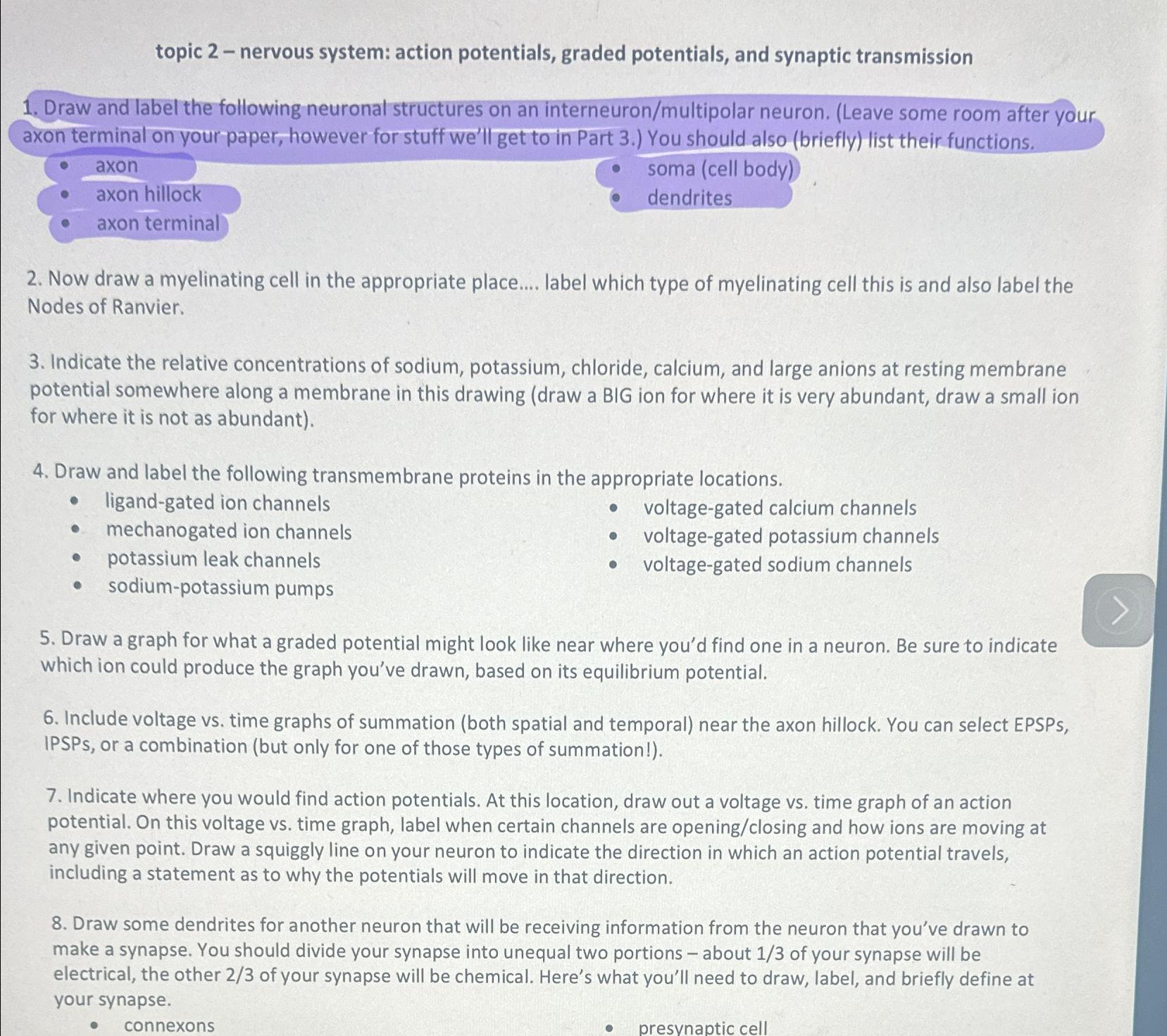 Solved topic 2 - ﻿nervous system: action potentials, graded | Chegg.com