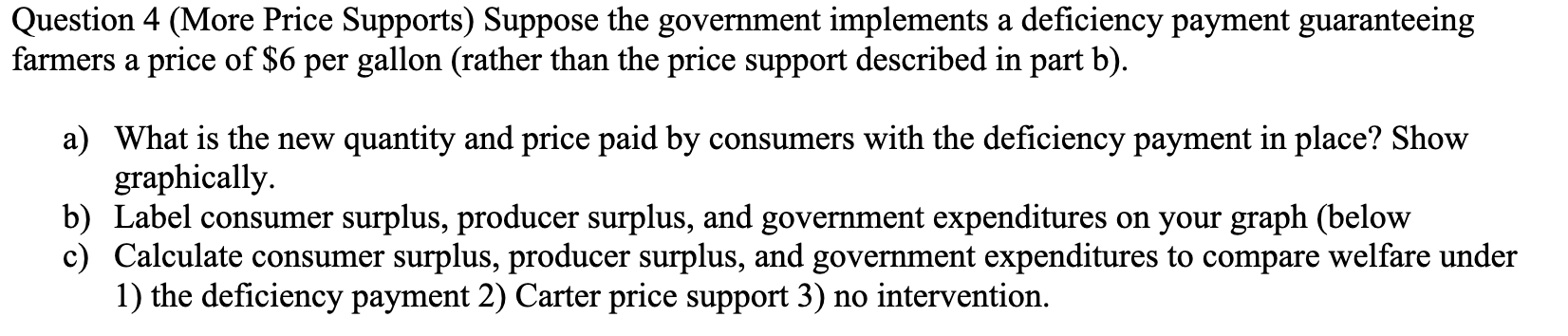 Solved Question 4 (More Price Supports) ﻿Suppose the | Chegg.com