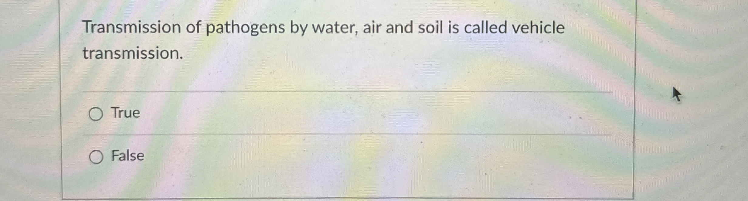 Solved Transmission of pathogens by water, air and soil is | Chegg.com