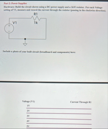 Solved Part 2: Power SuppliesHardware: Belld the circuit | Chegg.com