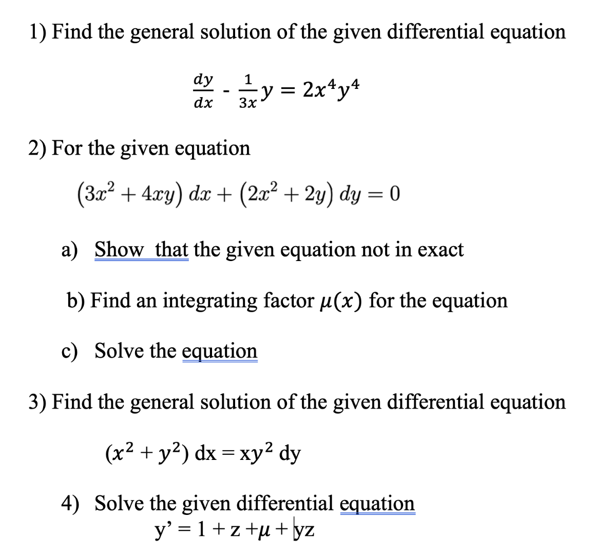Solved Find the general solution of the given differential | Chegg.com
