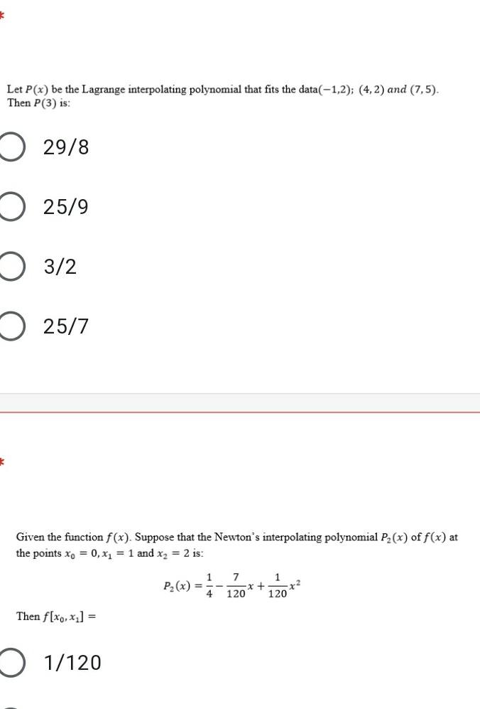 Solved * Let P(x) be the Lagrange interpolating polynomial | Chegg.com
