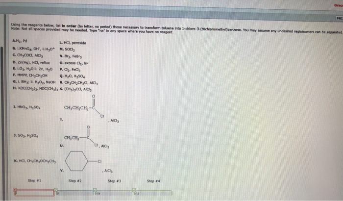 Solved Grus PRI Using the reagents below, list in order by | Chegg.com