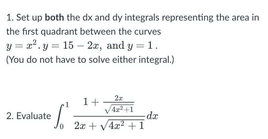 Solved Set up both the dx ﻿and dy integrals representing the | Chegg.com