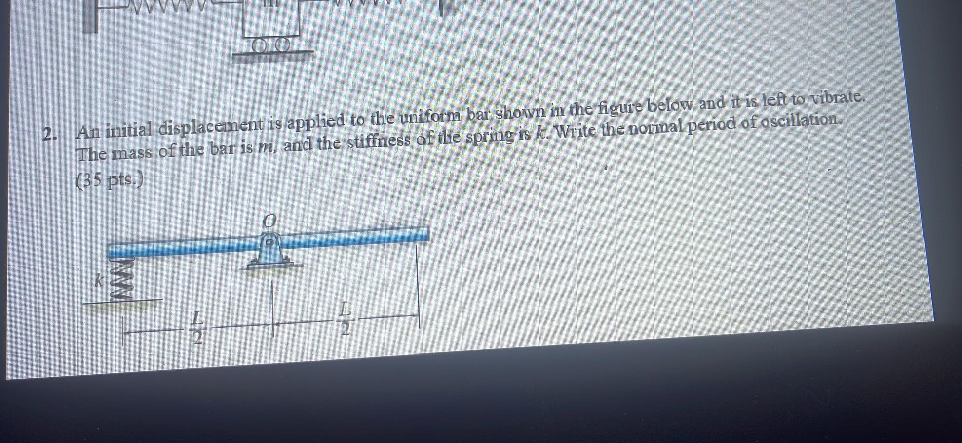 Solved 2. An initial displacement is applied to the uniform | Chegg.com