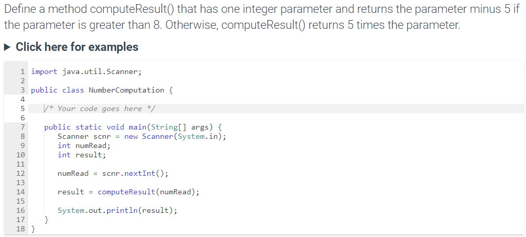 Solved IN JAVA, please. Define a method computeResult() | Chegg.com