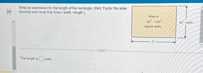Solved Write an expression for the length of the rectangle. | Chegg.com