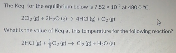 Solved The Keq for the equilibrium below is 7.52×10-2 ﻿at | Chegg.com