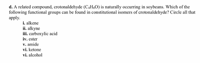 Solved d. A related compound, crotonaldehyde (C4H.0) is | Chegg.com