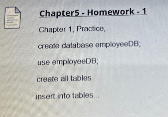 Solved Chapter 5 - Homework - 1 Chapter 1, Practice, create | Chegg.com