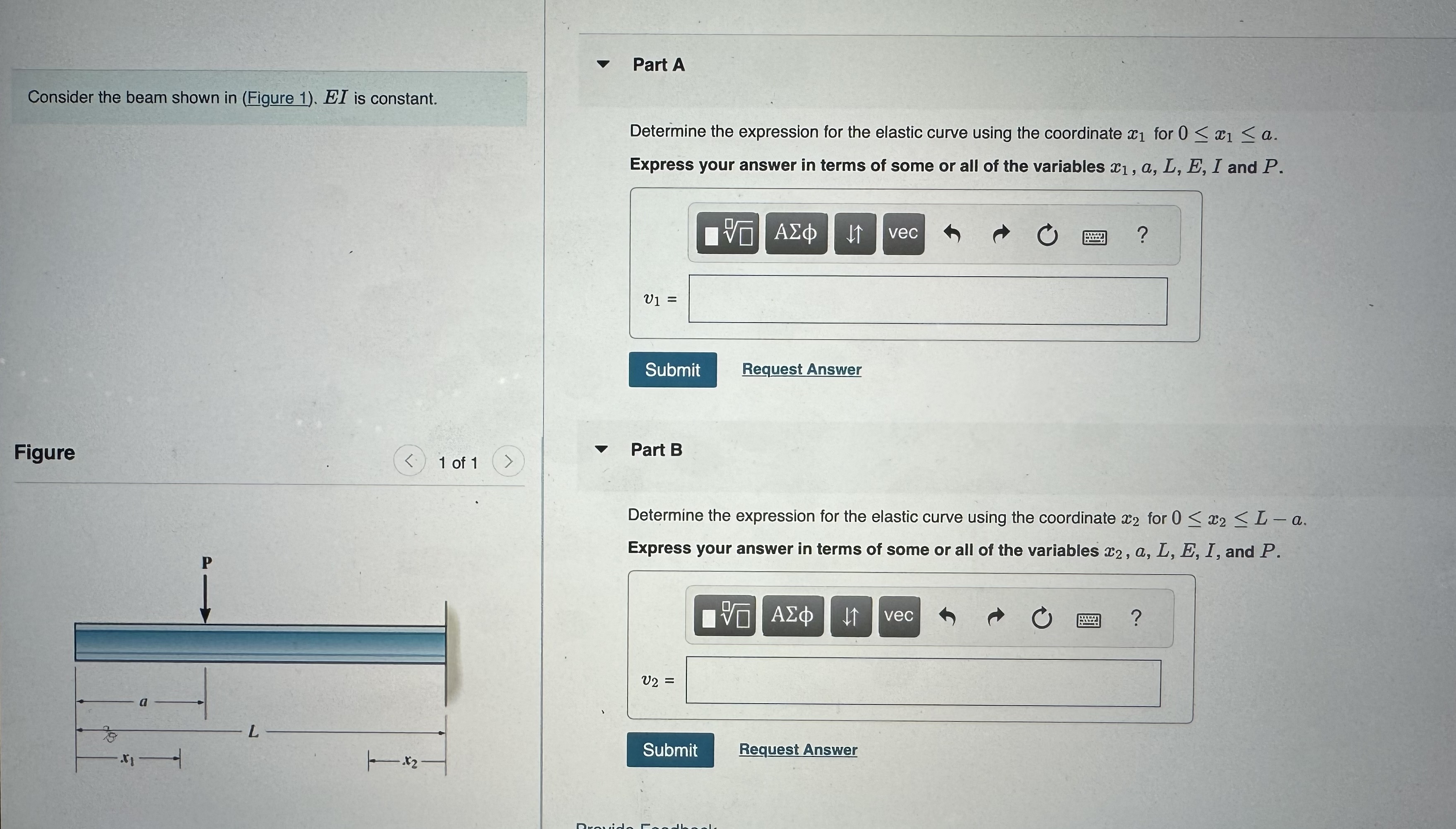 Solved Consider the beam shown in (Figure 1). EI ﻿is | Chegg.com
