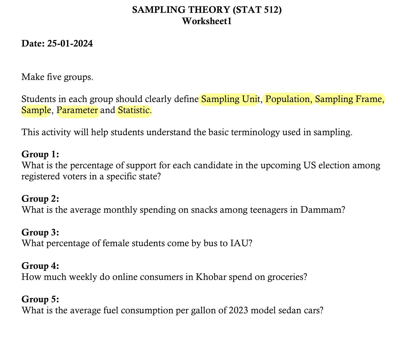 Solved should clearly define Sampling Unit, Population, | Chegg.com