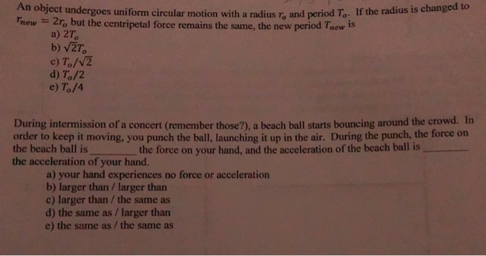 Solved An object undergoes uniform circular motion with a | Chegg.com
