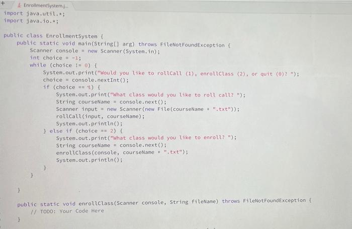 Solved Enroll Class We now want to create enrollments files | Chegg.com