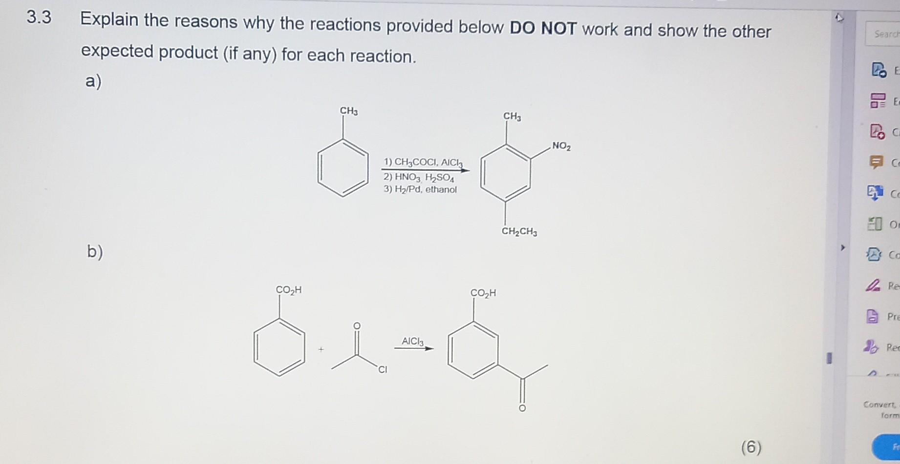 Solved 3 Explain the reasons why the reactions provided | Chegg.com