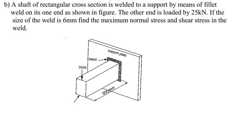 b) A shaft of rectangular cross section is welded to | Chegg.com