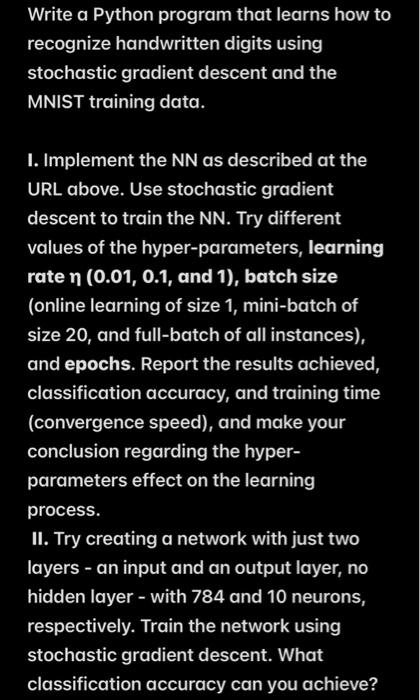 Solved Write a Python program that learns how to recognize | Chegg.com