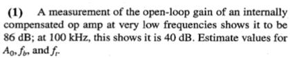 Solved A measurement of the open-loop gain of an internally | Chegg.com