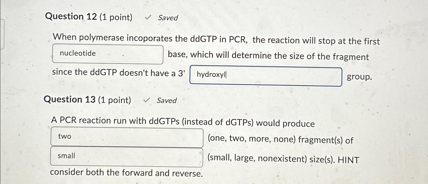 Solved Question 12 (1 ﻿point) ﻿SavedWhen polymerase | Chegg.com