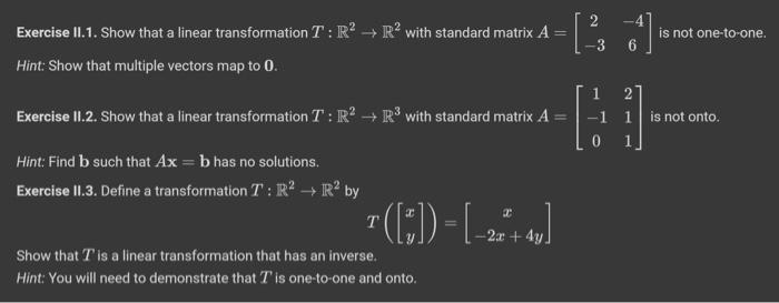 Solved Exercise II.1. Show that a linear transformation | Chegg.com