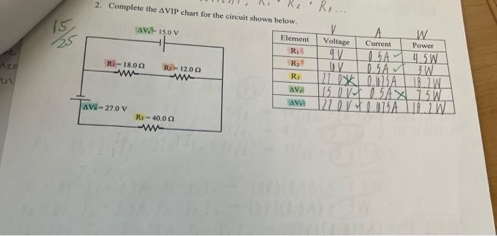 Solved 2. Complete the VIP chart for the circuit shown | Chegg.com