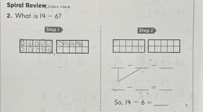 Solved Spiral RevieW (1.OA.3,1.0A.6) 2. What is 14−6 ? | Chegg.com