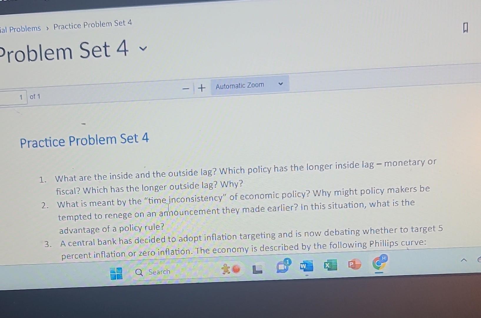 Solved Practice Problem Set 4 1 What Are The Inside And The 1807