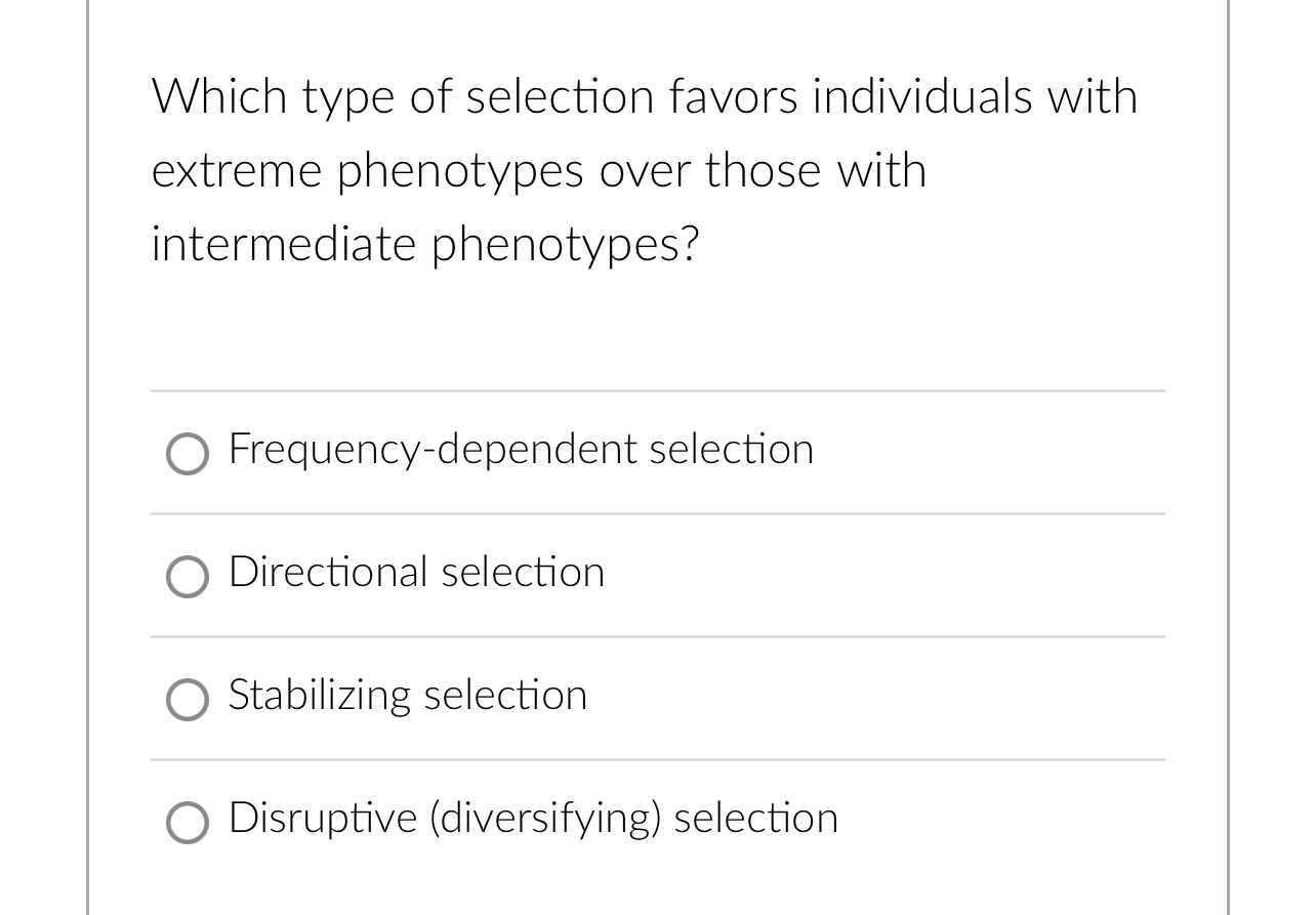 Solved Which type of selection favors individuals with | Chegg.com