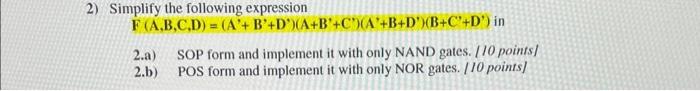 Solved Simplify The Following Expression 